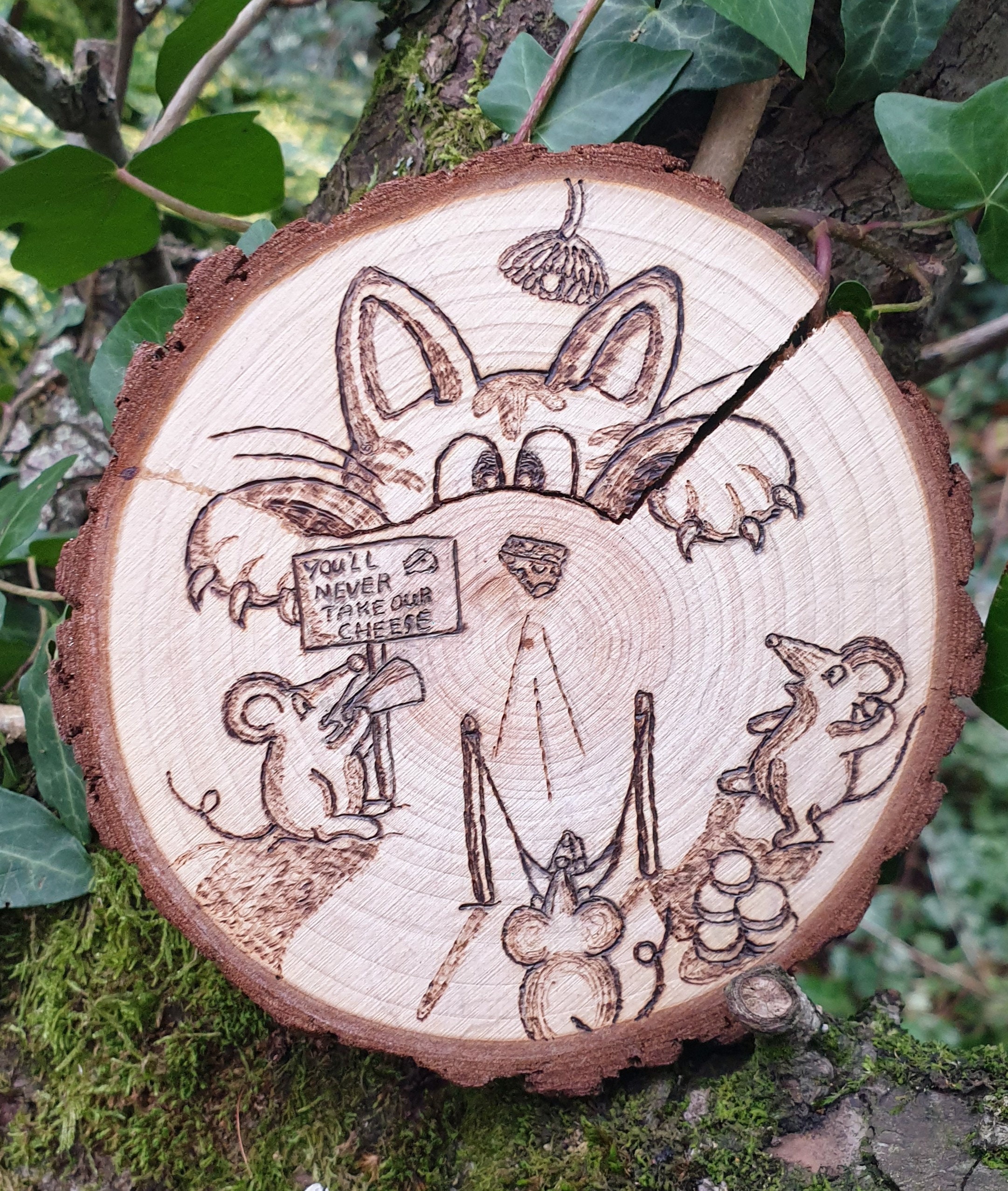 Pyrography Mice Wood Slice Cracked Wood Slices Art - Etsy UK
