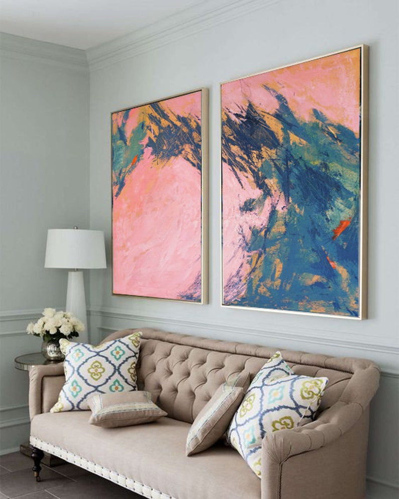 Double Abstract Painting Large Original Acrylic Canvas Wall - Etsy
