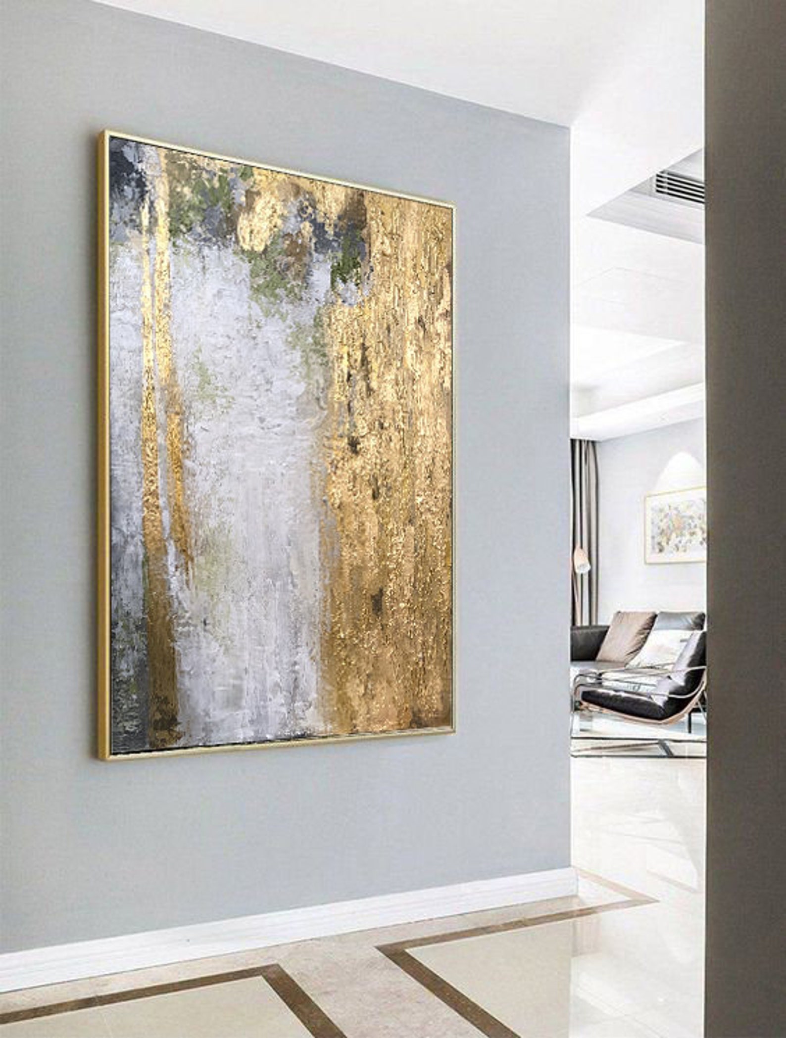 Large Abstract Wall Art Gold Original Abstract Painting | Etsy