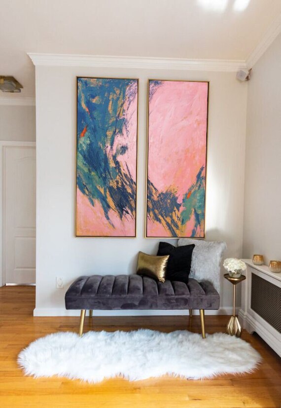 Double Abstract Painting Large Original Acrylic Canvas Wall | Etsy