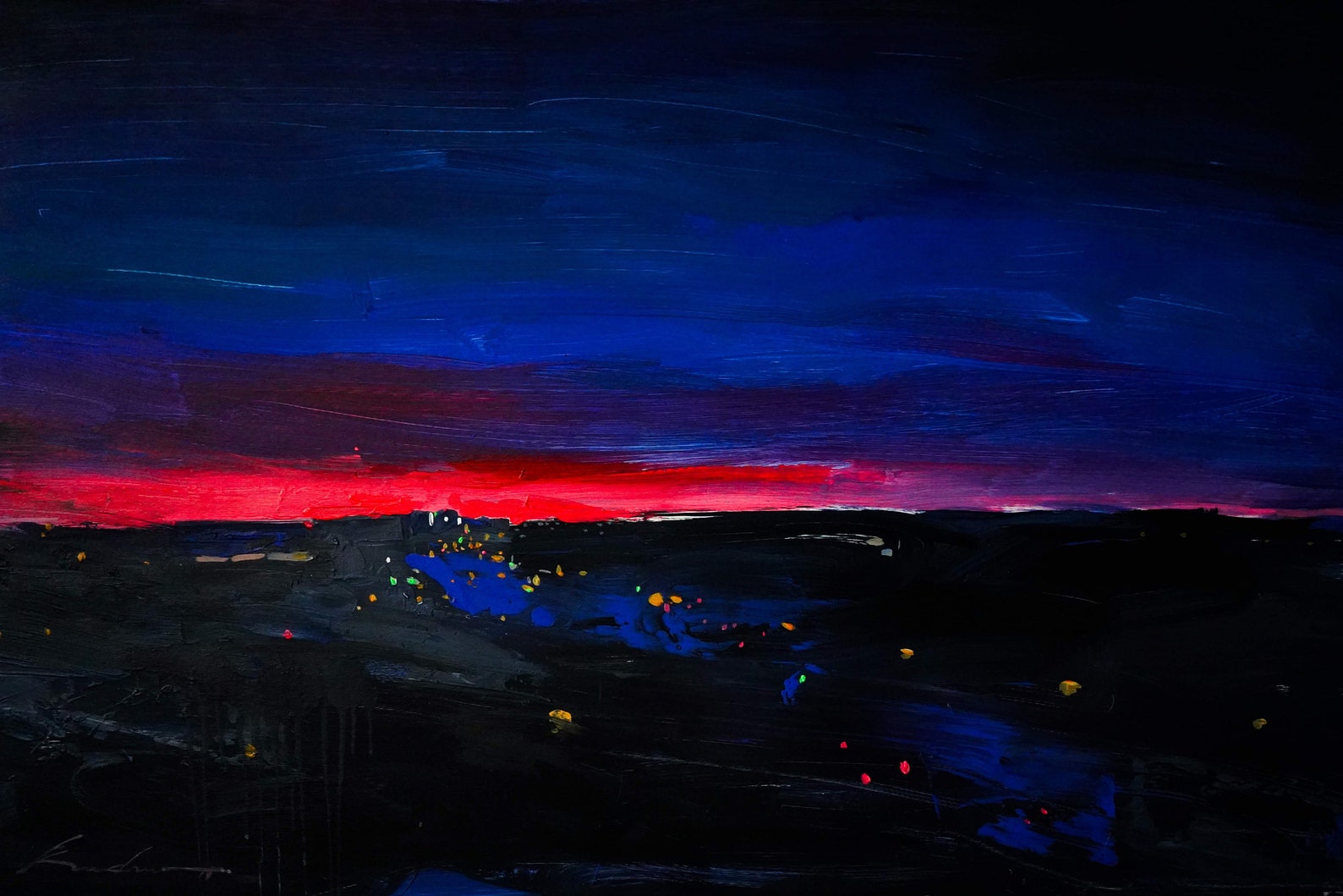 Abstract Sunset Painting Large Original Acrylic Canvas Wall - Etsy