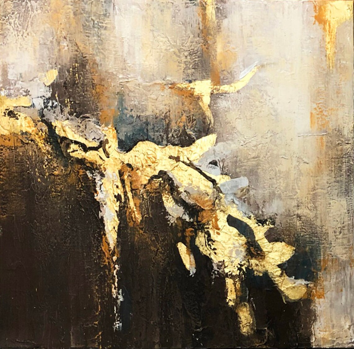 Large Abstract Wall Art Gold Original Abstract Painting - Etsy