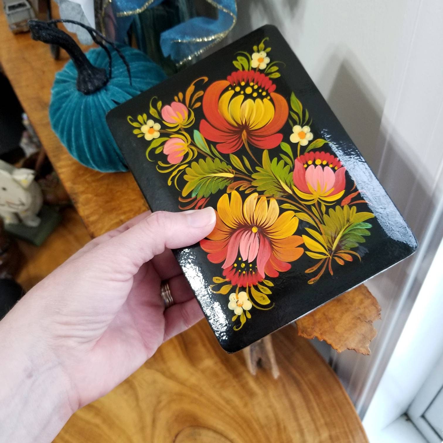 Vintage Toleware Laquered Box Floral Painted Box Toleware - Etsy