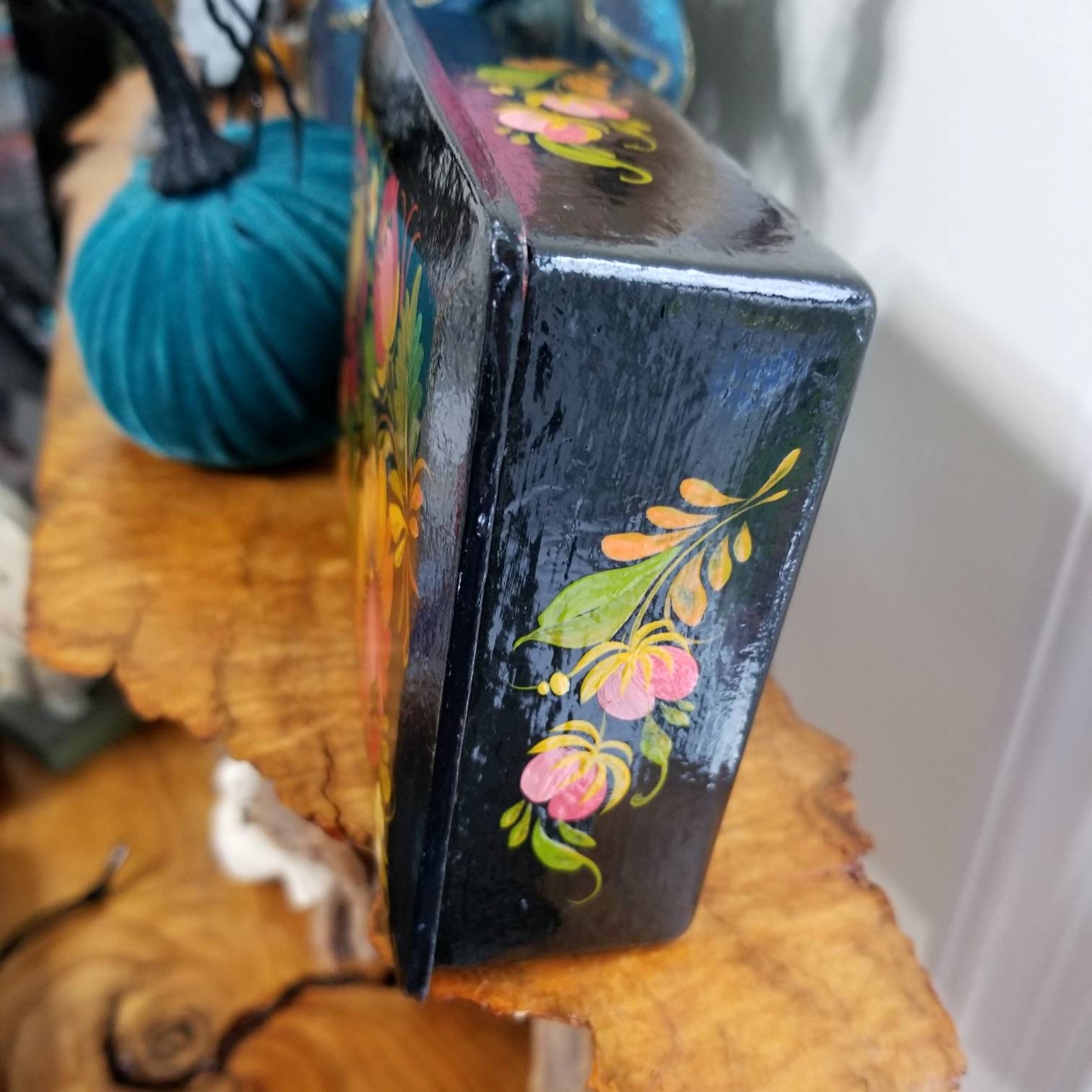 Vintage Toleware Laquered Box Floral Painted Box Toleware - Etsy