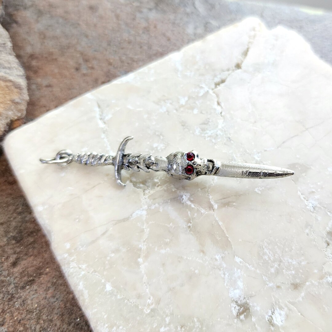 Vintage Sword With Skull Figurine Pendant Fantasy, Firefly Upcycled - Etsy