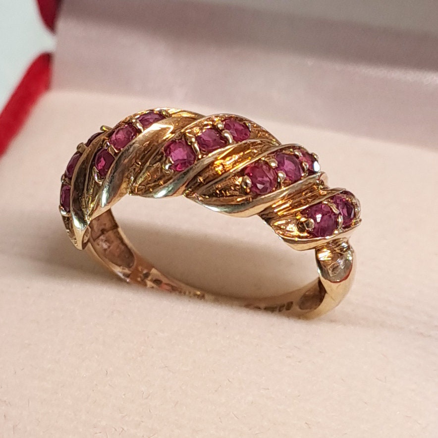Vintage 9ct Gold Ruby Set Dress Ring London 1979 - Etsy