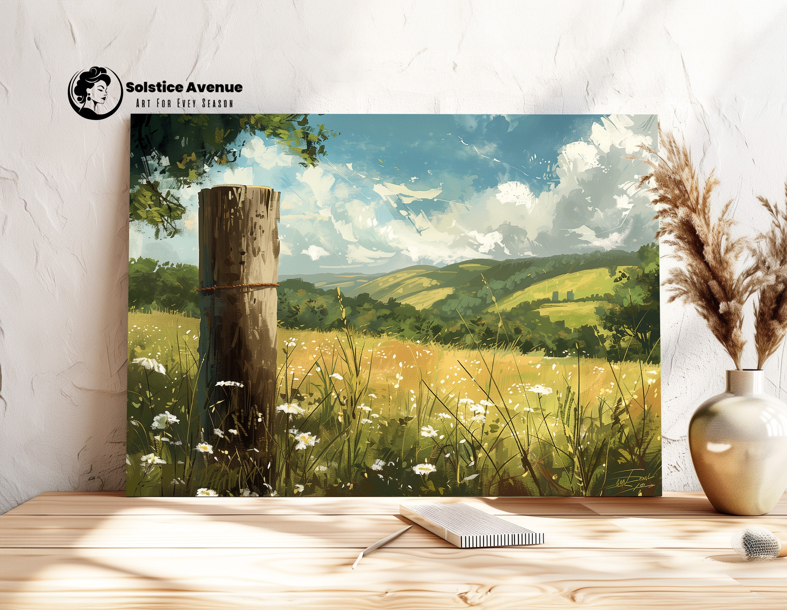 Oil Painting Landscape Print Landscape Art Wildflowers Landscape Spring ...