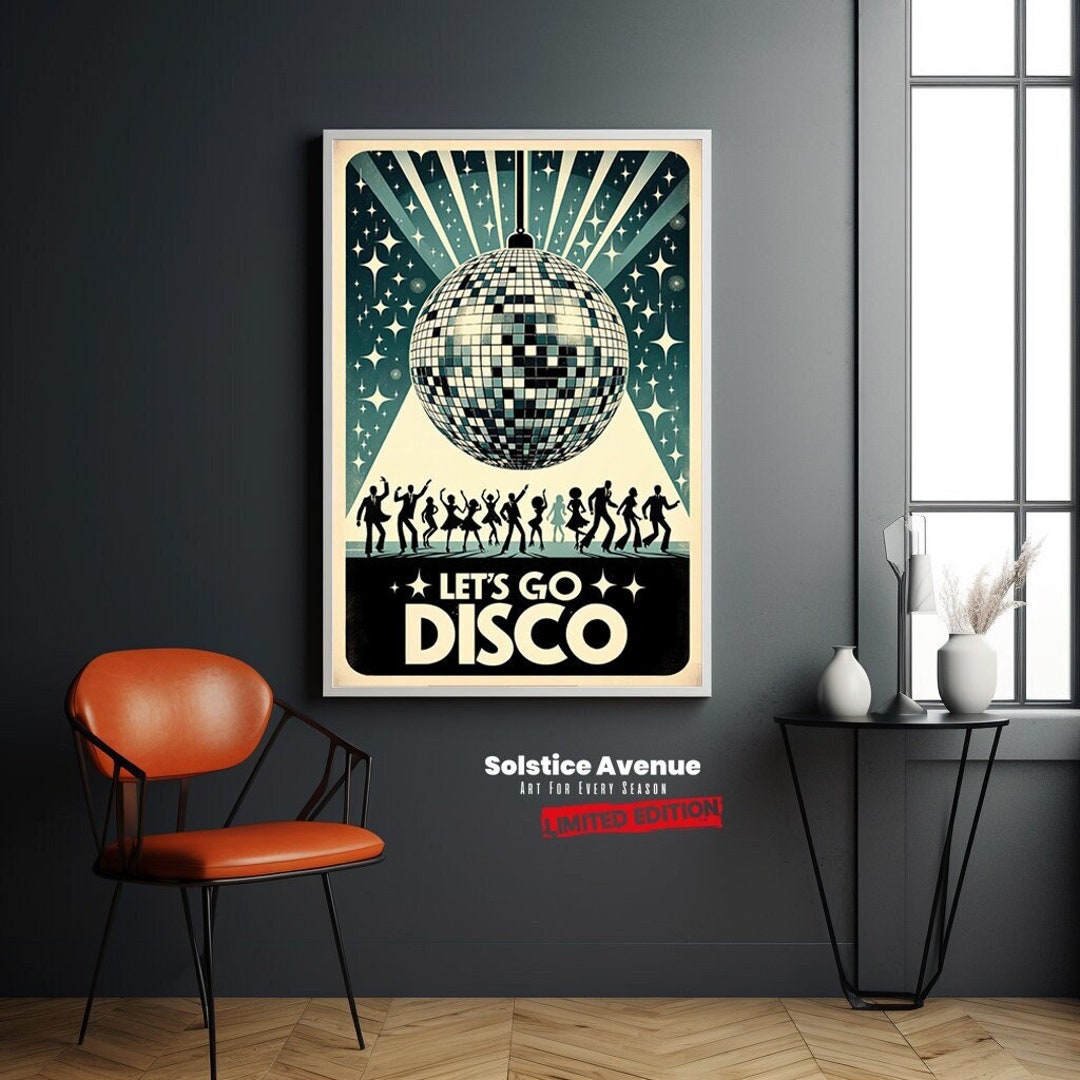 Disco Dreams Alive: Glimmering Night Print, Nostalgic Retro Design, Let ...