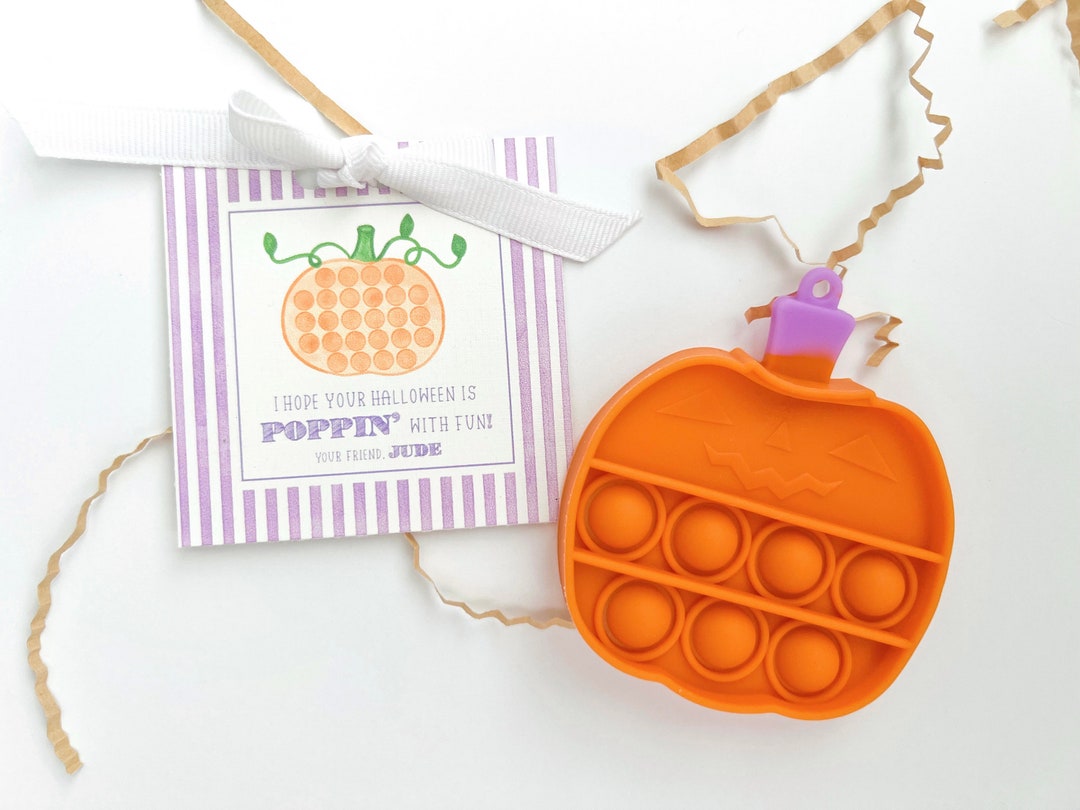 Halloween Favor Tag With Orange Pumpkin Shaped Pop-it | Candy Free | No ...