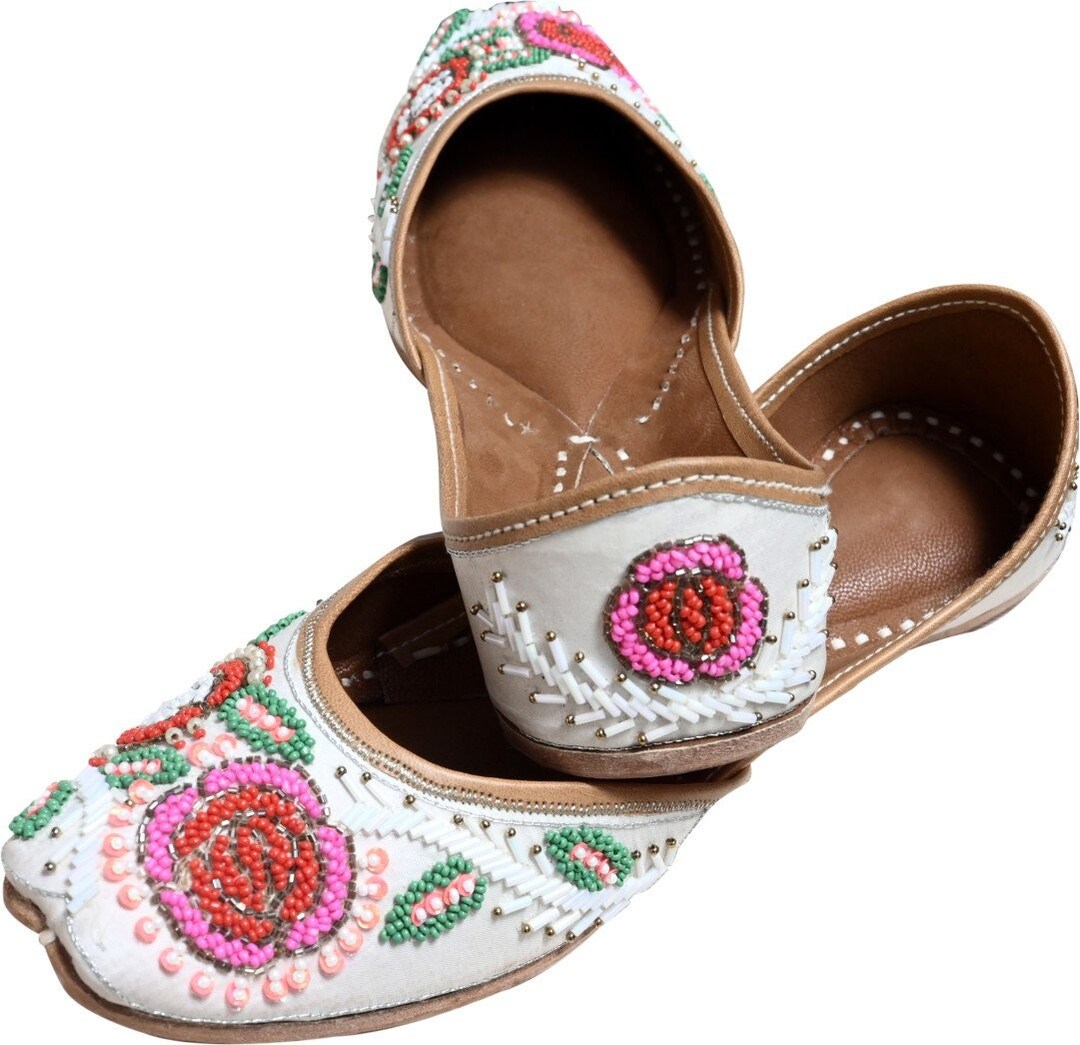 Women Indian Flats With Beads, Punjabi Jutti, Jaipuri Jutti, Slipper ...