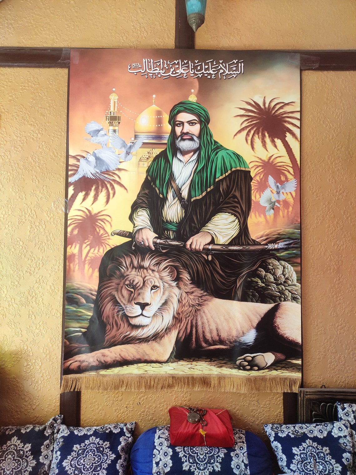 Imam Ali With Lion High Quality Banner, Ya Ali, Shia Wall Art, Shia ...