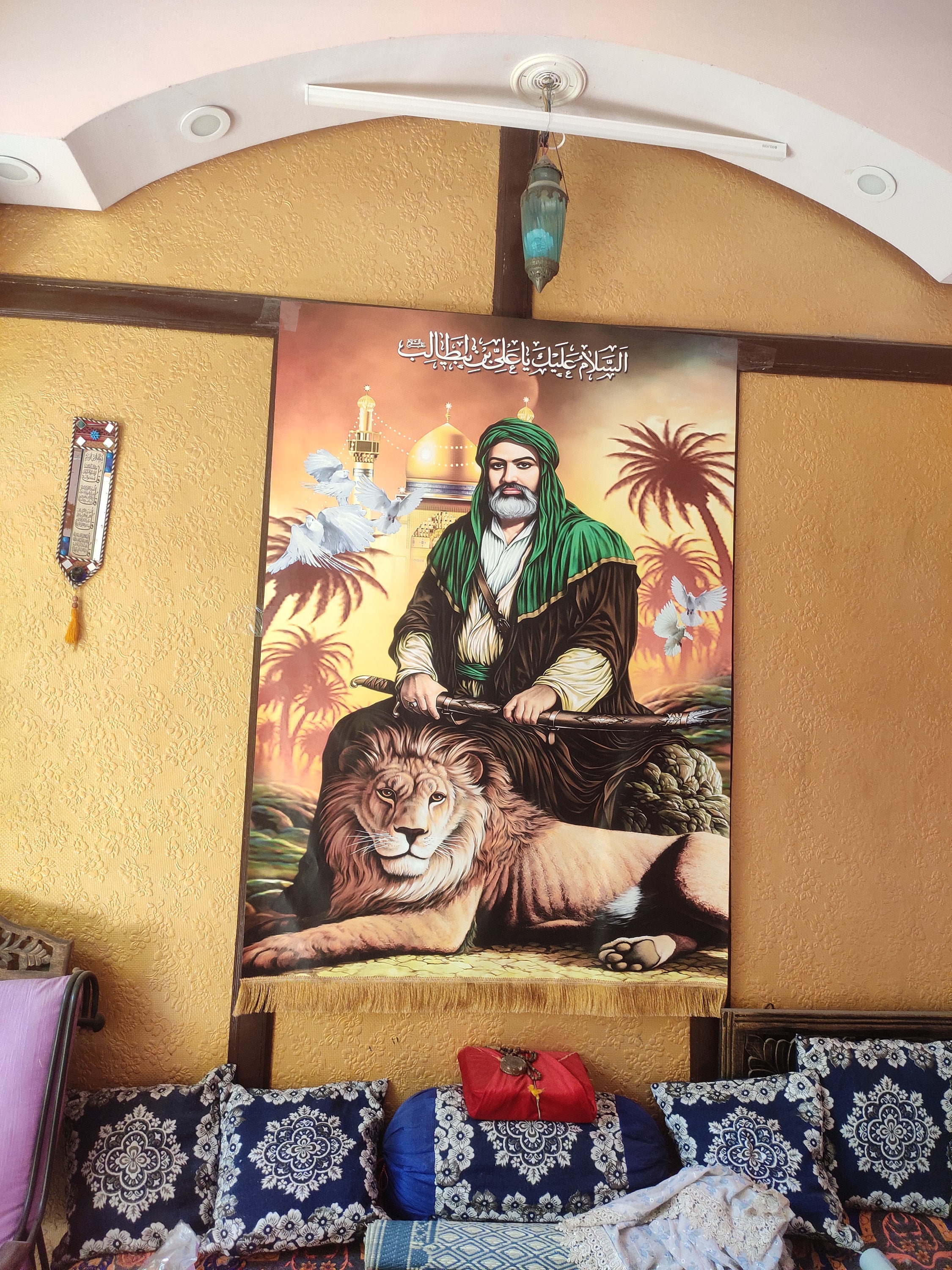 Imam Ali With Lion High Quality Banner, Ya Ali, Shia Wall Art, Shia ...