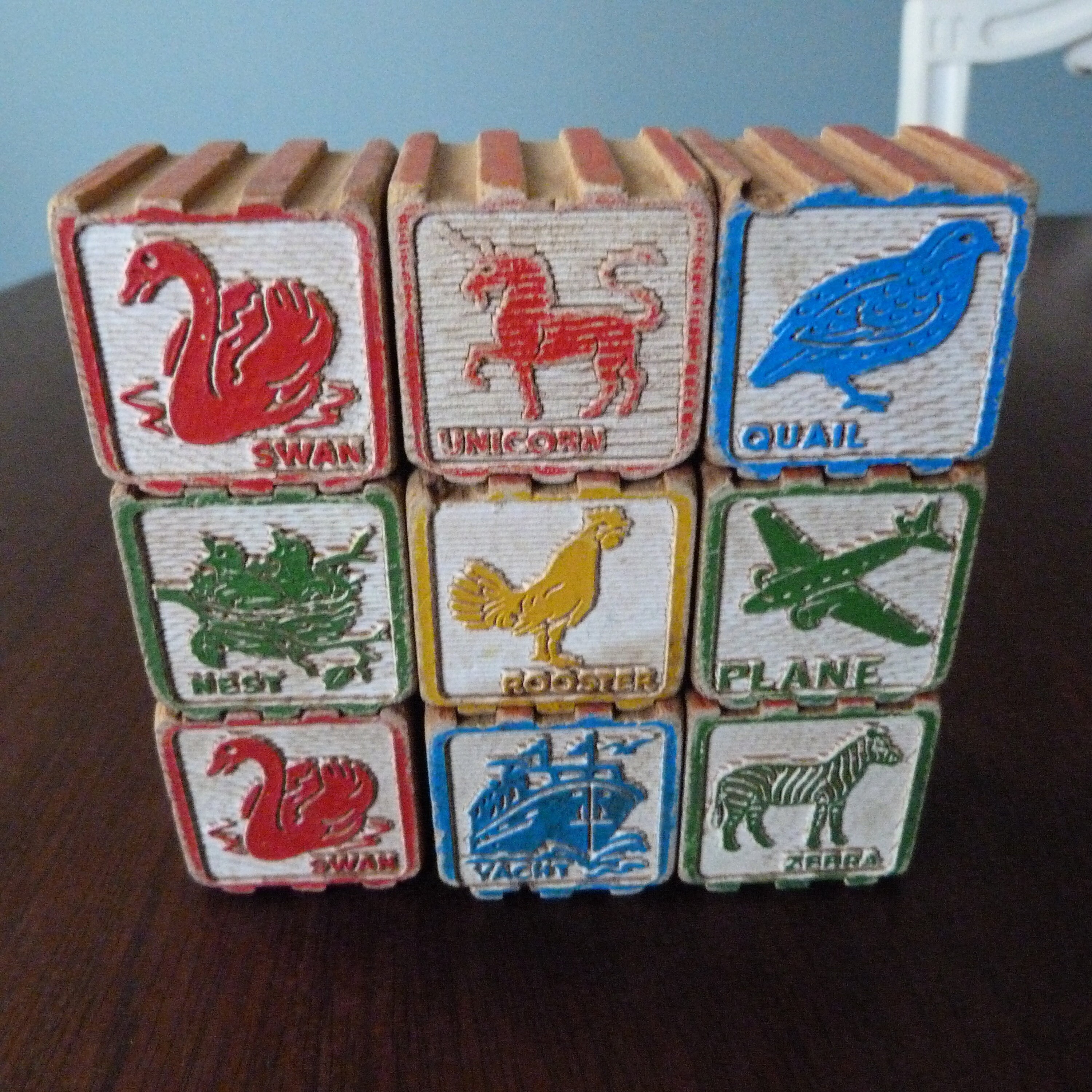 Toys & Games Wood Alphabet Blocks Vintage Halsom Hi-Lo Blocks Children ...
