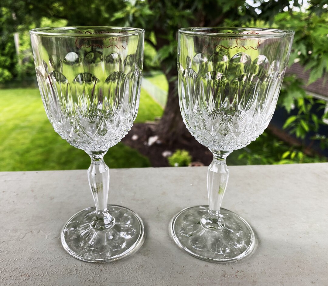 Fiesta Glass Wine Glasses - Set of 2 Made in England, Cut Glass Stemmed ...