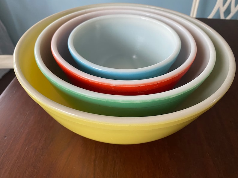 Vintage Pyrex Primary Colors Mixing Bowl Set of Four Pyrex - Etsy