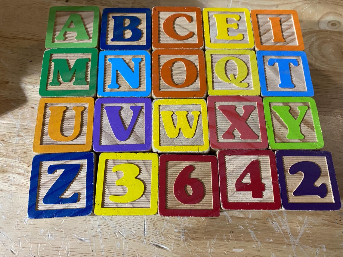 Random Wood Alphabet Blocks, Number Blocks, Large Children's Blocks ...