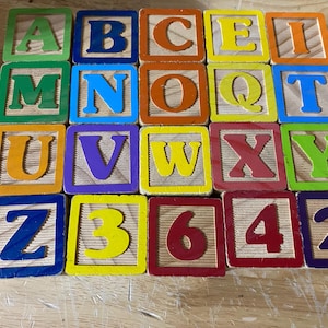 Wood Alphabet Blocks, Number Blocks, Large Children's Blocks, Wooden ...