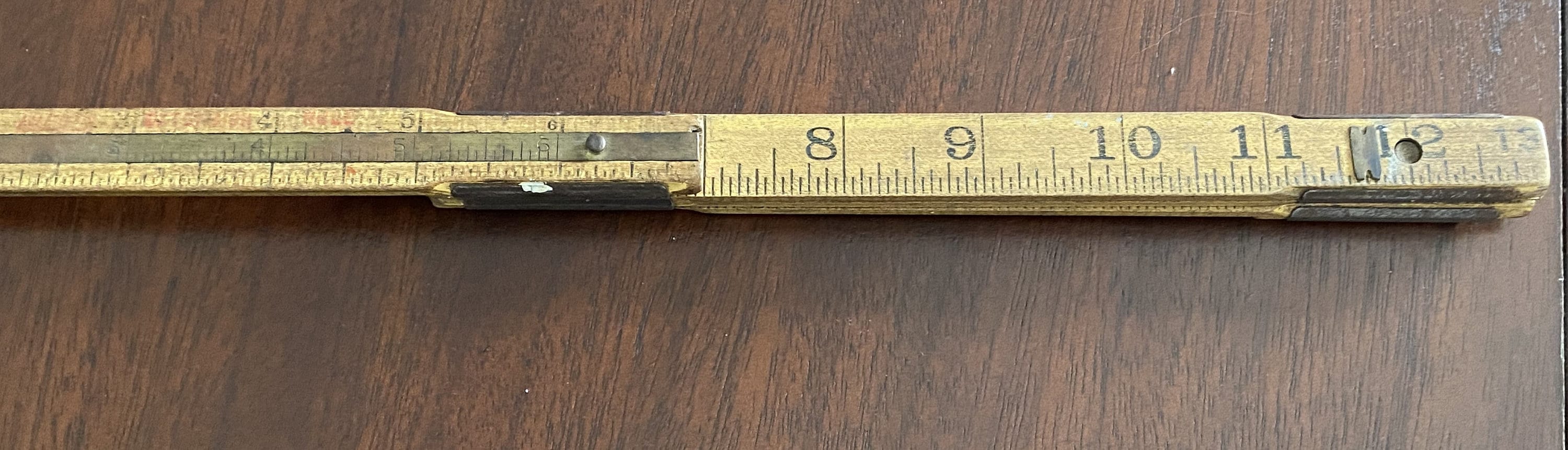 Vintage Folding Ruler With Brass Slide Rule, Carpenters Slide Rule ...