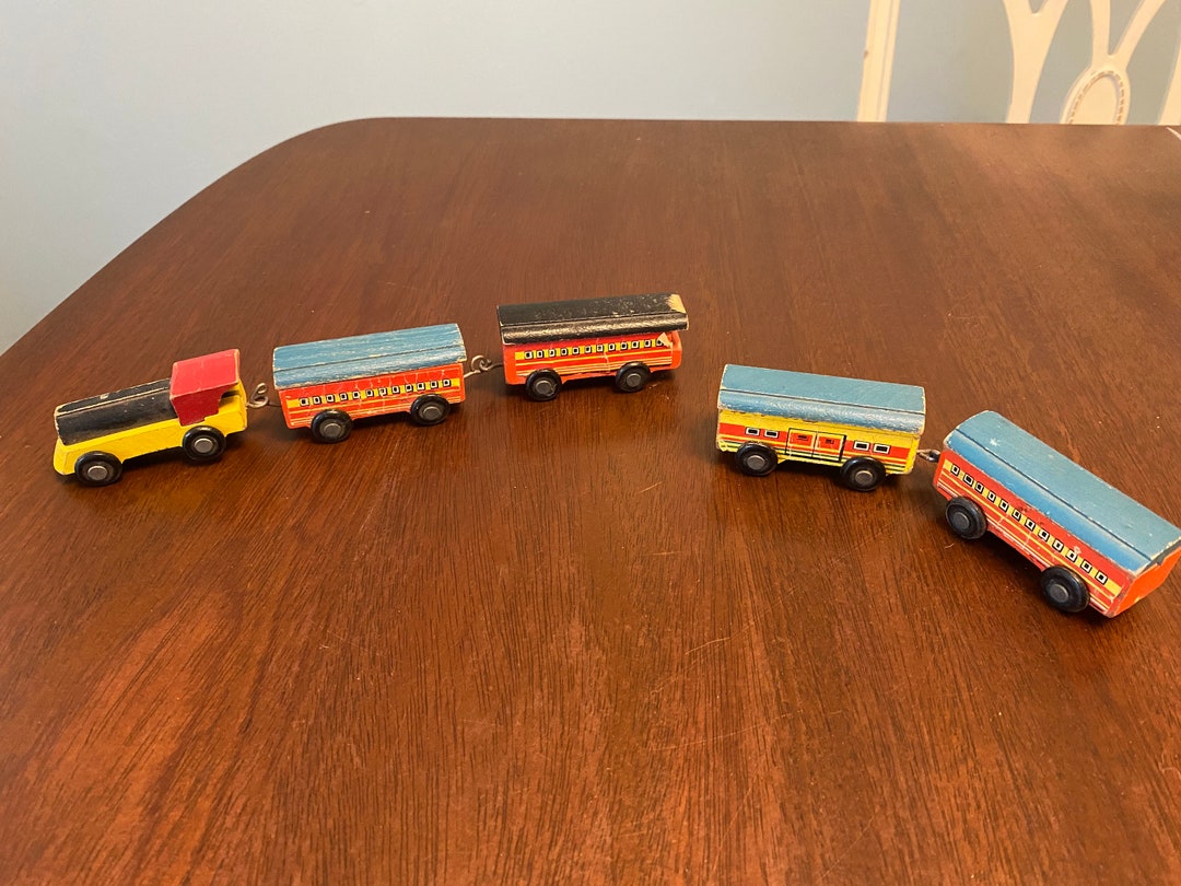 Old Wood Train Wooden Train Set Vintage Train 6538 - Etsy