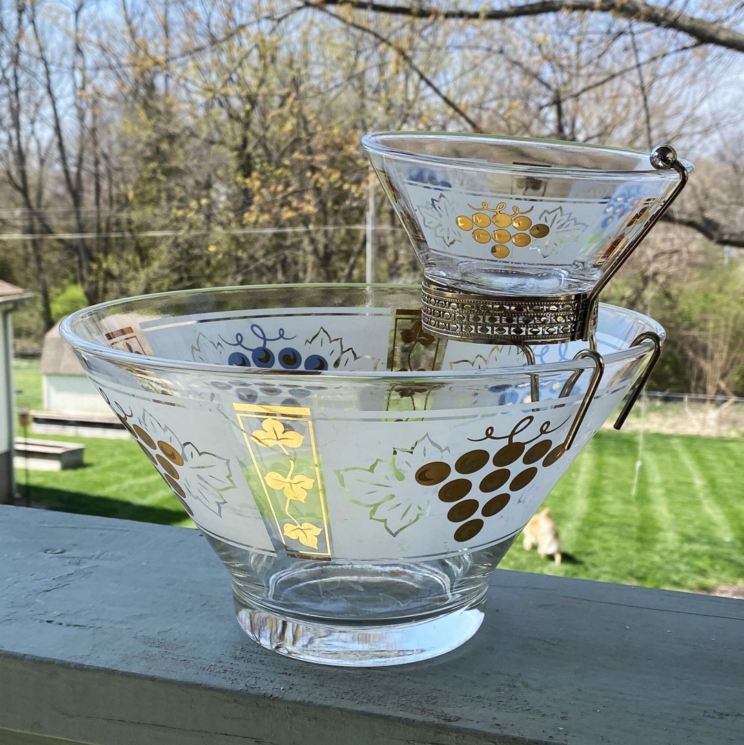 Vintage Mid Century Modern Golden Grape 3pc Chip and Dip Set by Anchor ...