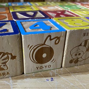 Wood Alphabet Blocks, Number Blocks, Large Children's Blocks, Wooden ...