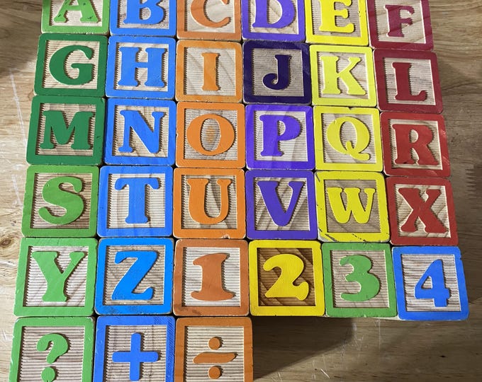 Wood Alphabet Blocks A-Z, Number Blocks, Large Children's Blocks 34 ...