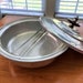 Vintage Pyrex 595 Divided Round Dish in a Hammered Aluminum Covered ...