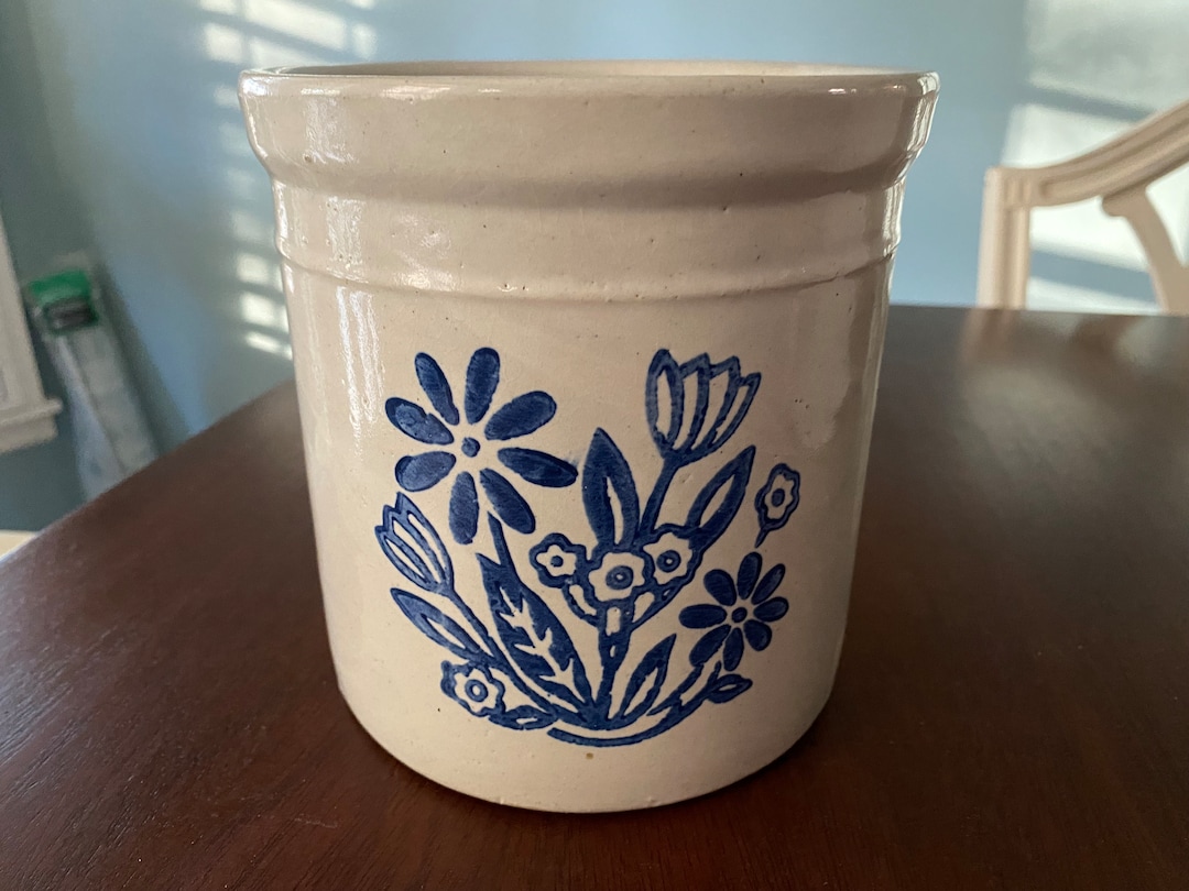 Western Stoneware Crock, Western Blue Flower Crock, Western Half Gallon ...