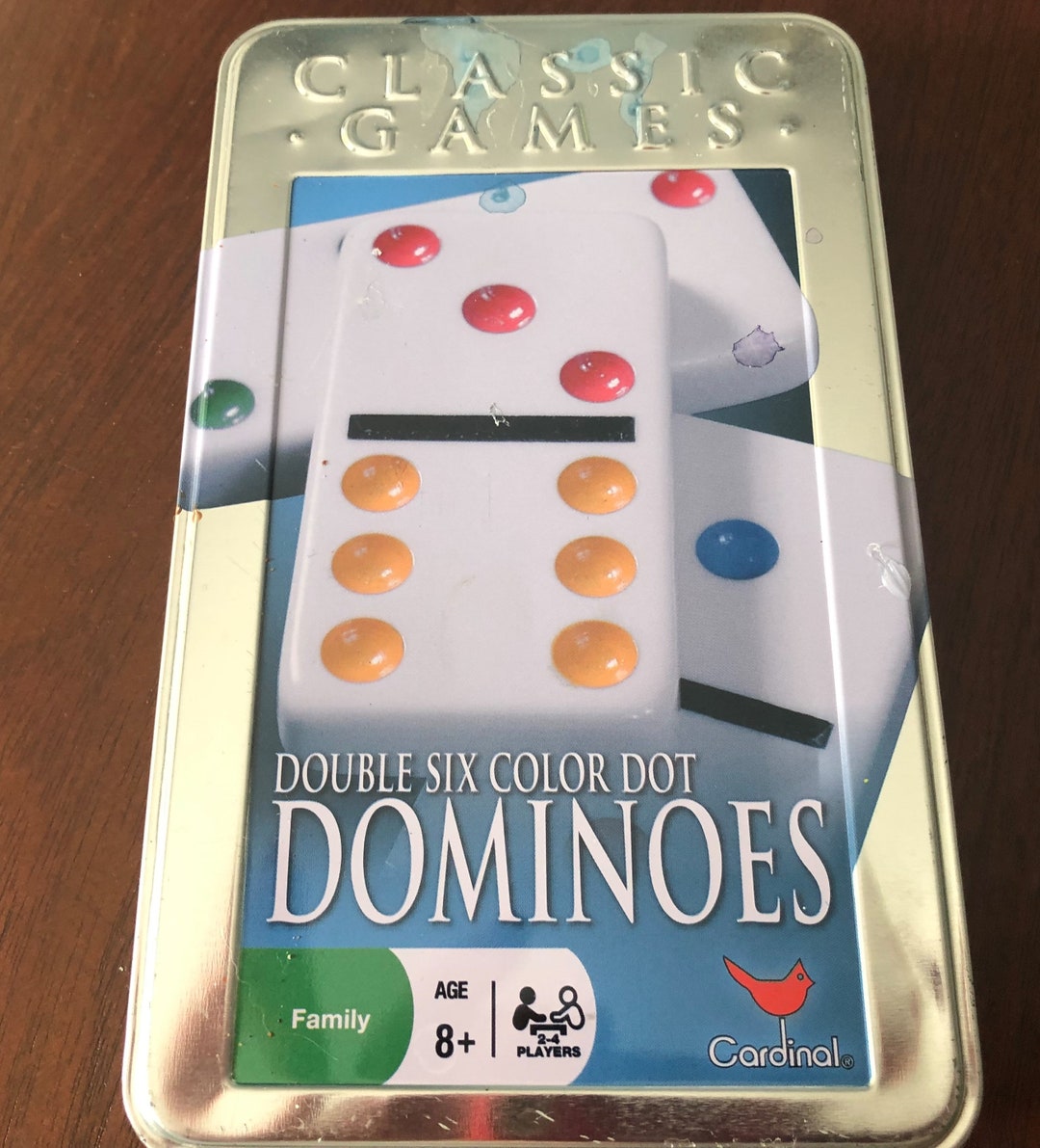 Double Six Jumbo Color Dot Dominoes by Cardinal, in Original Tin 4502 ...