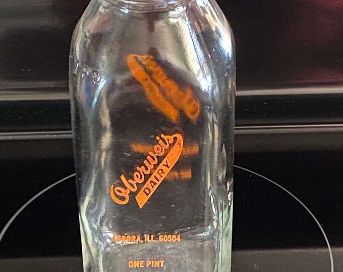 RARE - Vintage Oberweis Milk Bottle, One Pint Milk Bottle, Oberweis ...