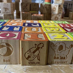 Wood Alphabet Blocks, Number Blocks, Large Children's Blocks, Wooden ...