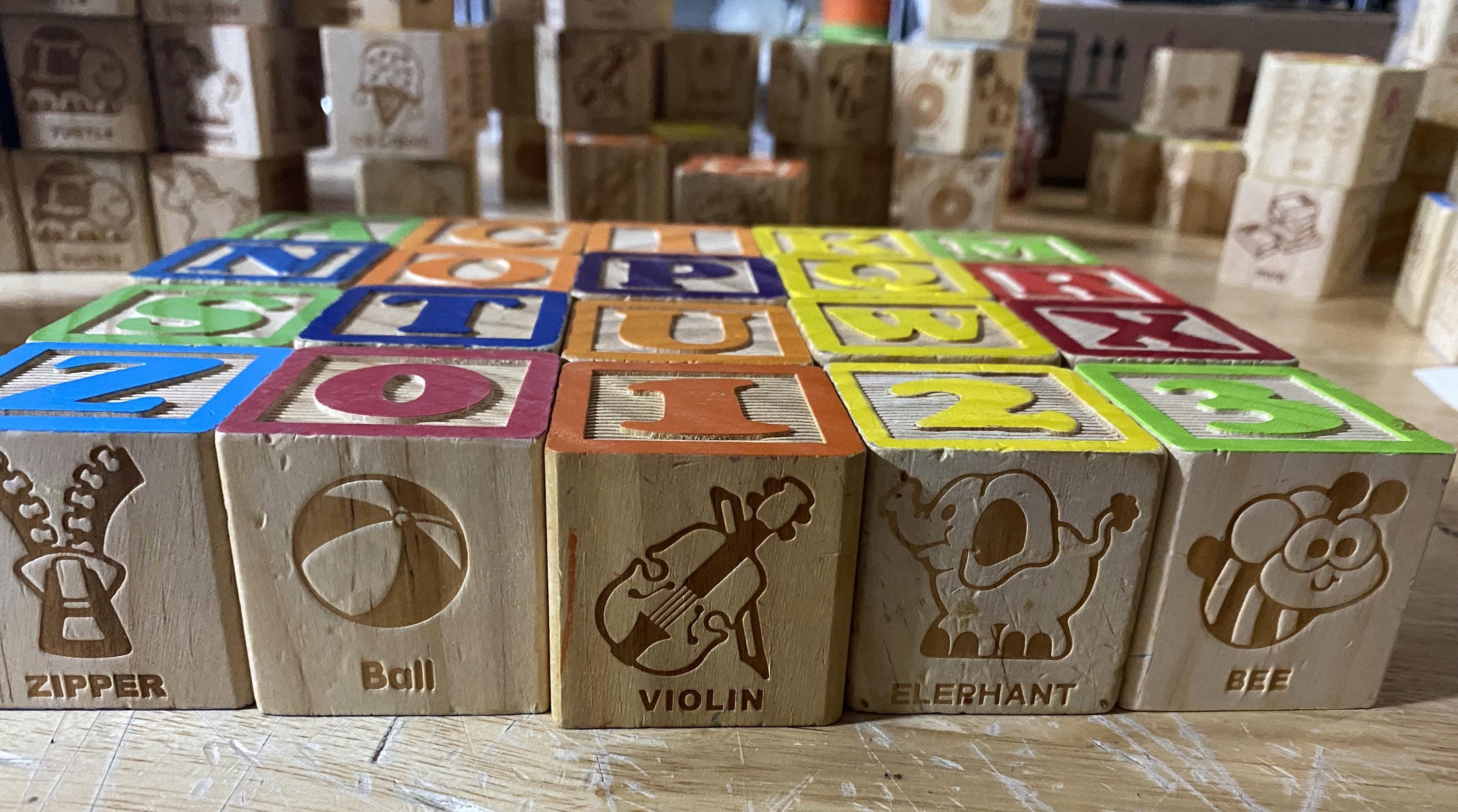 Random Wood Alphabet Blocks, Number Blocks, Large Children's Blocks ...