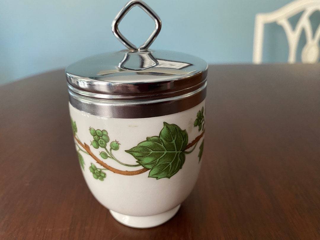 Crown Staffordshire Double Egg Coddler, Green Vine Coddler, English ...