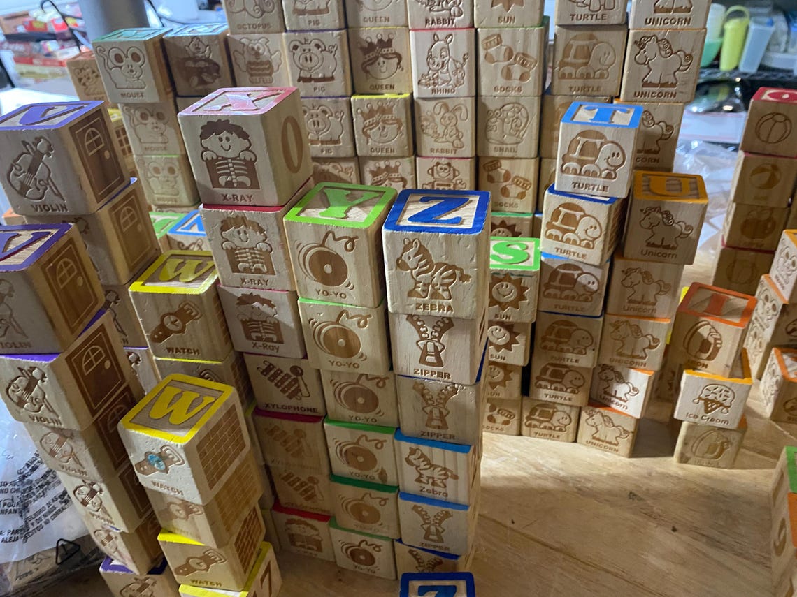 Random Wood Alphabet Blocks, Number Blocks, Large Children's Blocks ...