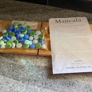 Mancala Game, Mancala Solid Wood Board Game With Glass Playing Pieces ...