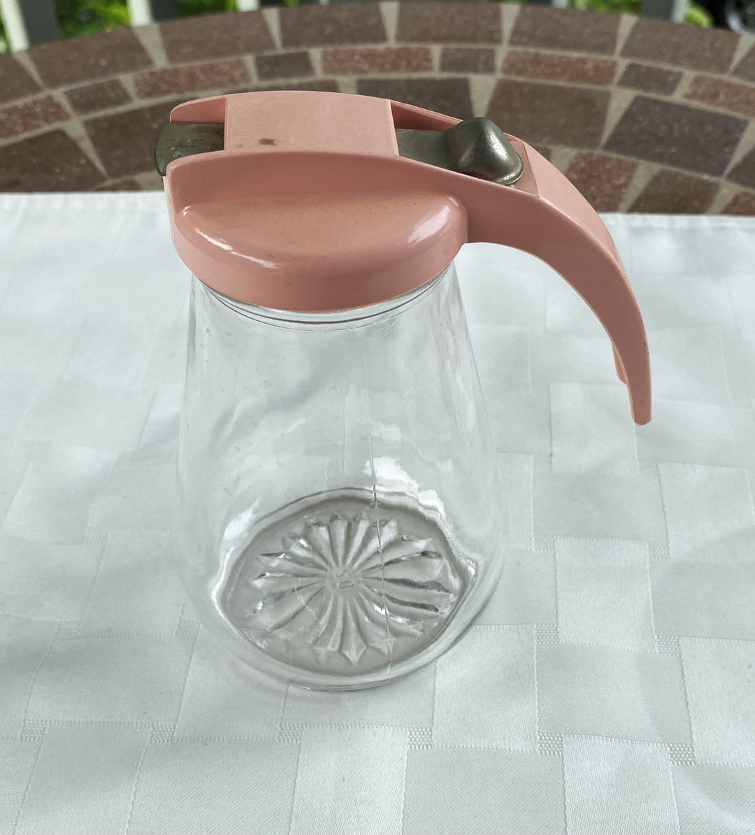 Mid-century Glass Syrup Dispenser, Vintage Glass Syrup Bottle, Glass ...