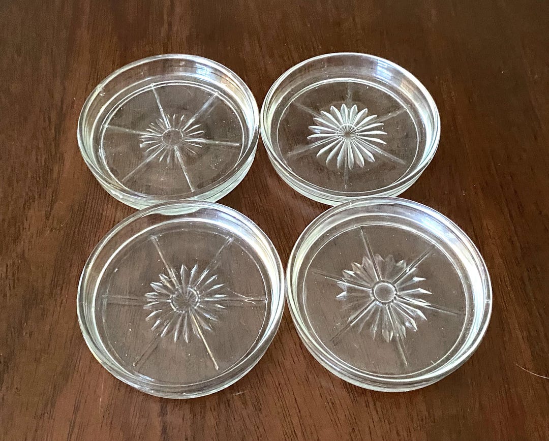 Vintage Clear Coasters, Crystal Coasters Set of 4 #8157 - Etsy