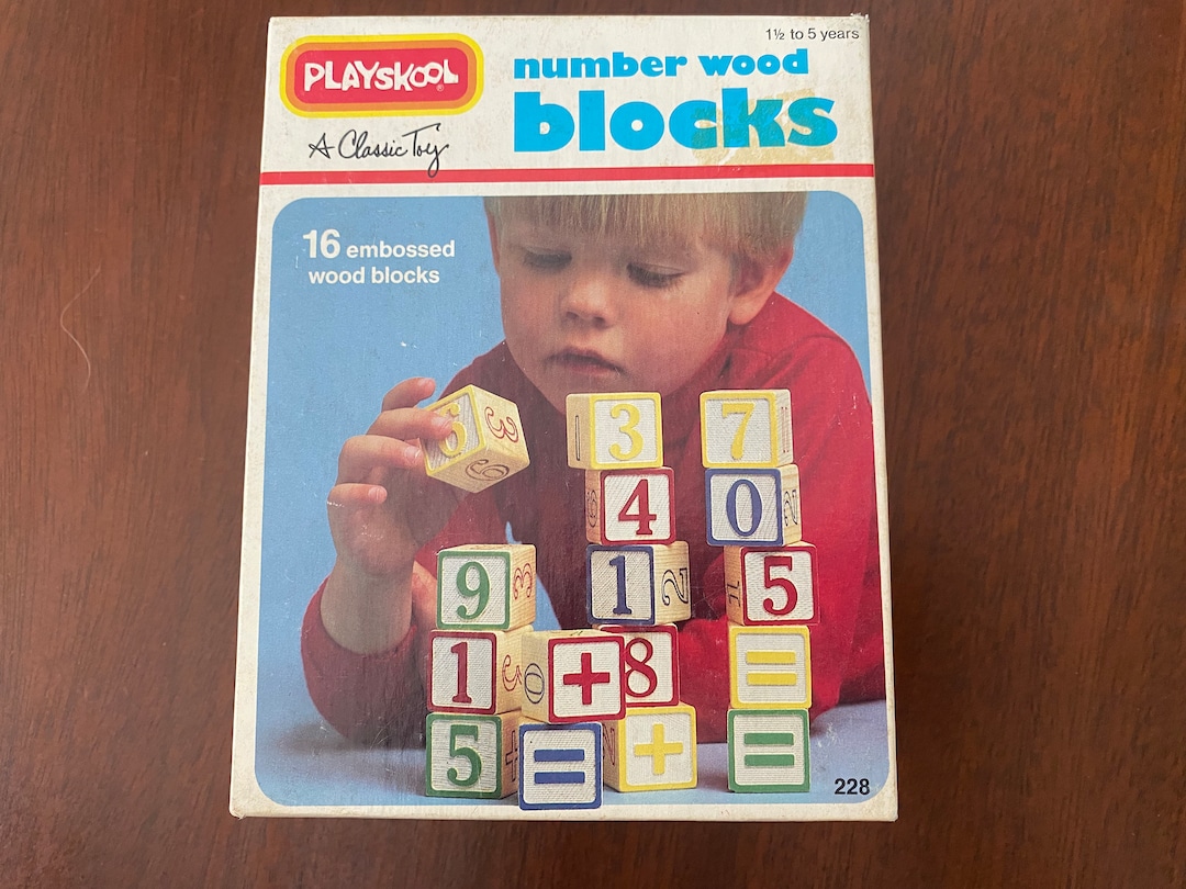 Vintage Playskool Number Wood Blocks Set of 16 in Original Box - Etsy