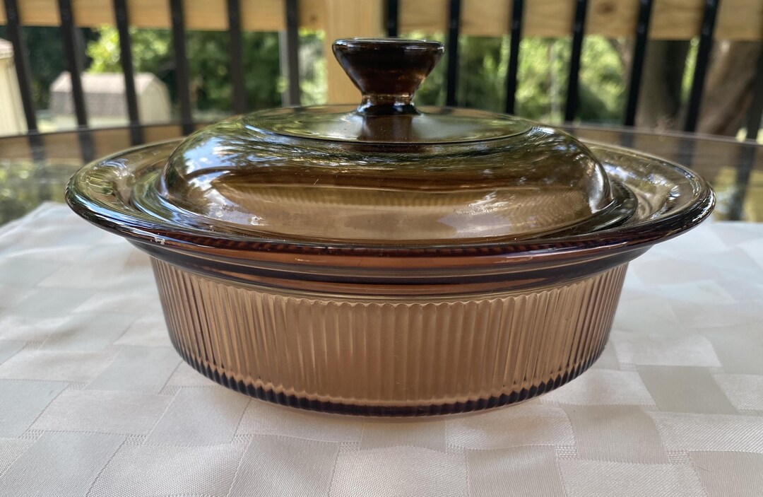 Visions Amber V-30-B 1 Qt Casserole Dish With Lid, Visions Casserole ...