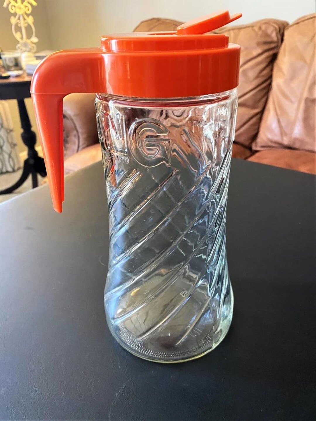 TANG 1 Quart Juice Pitcher, Anchor Hocking Embossed Glass TANG 1 Quart ...