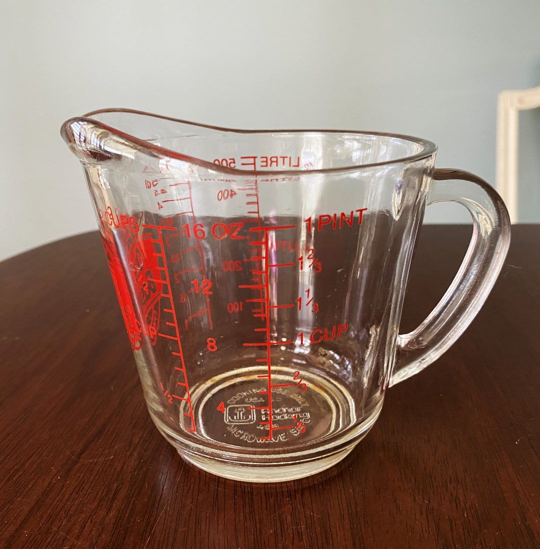 Vintage Anchor Hocking #498, Closed Handle 2 Cup Measuring Cup / Red ...