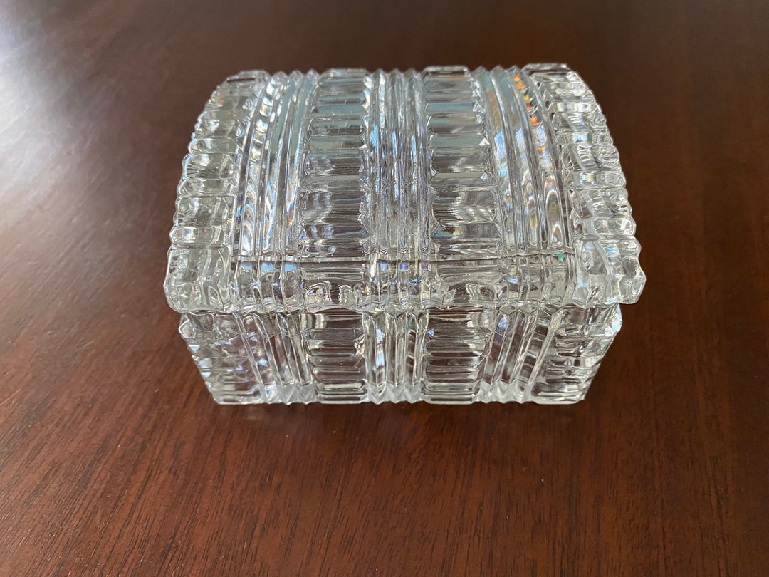 Vintage Glass Trinket Box, Crystal Cigarette Box #7515 - Etsy