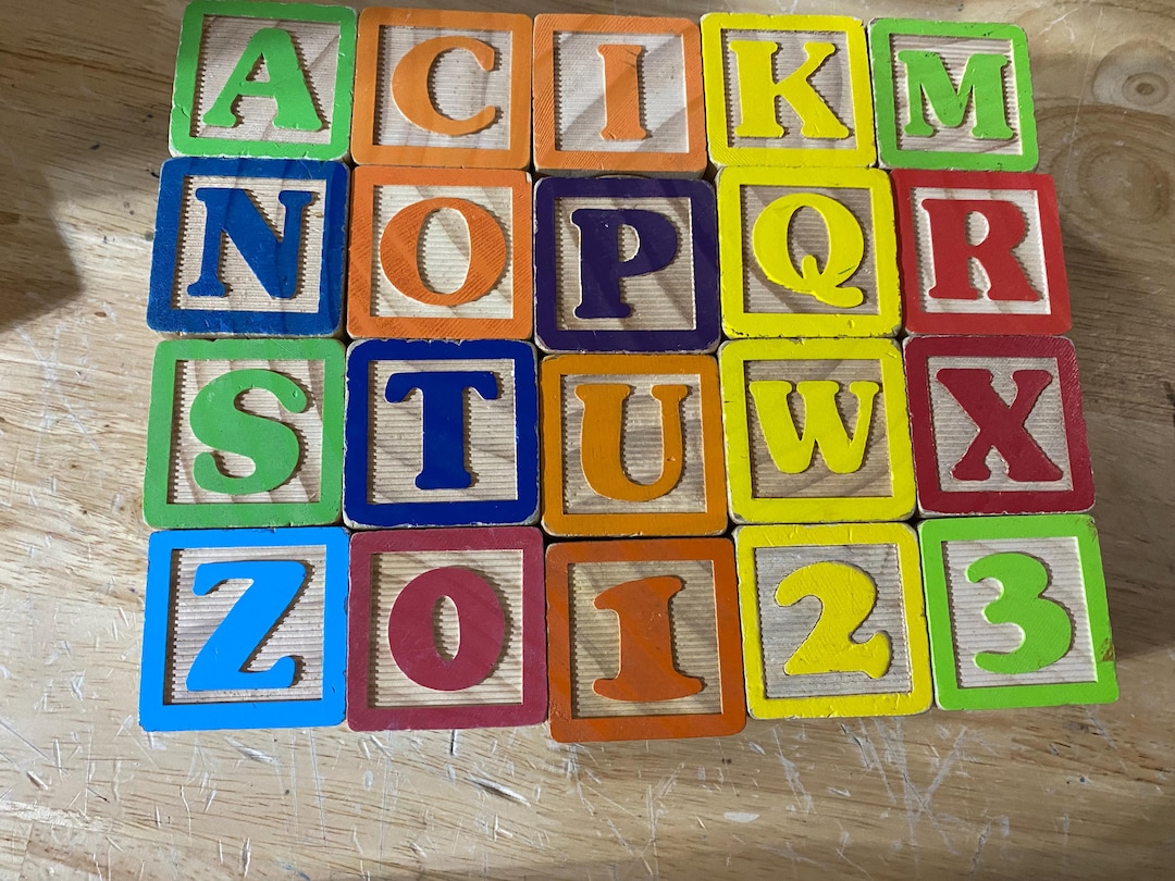 Wood Alphabet Blocks, Number Blocks, Large Children's Blocks, Wooden ...