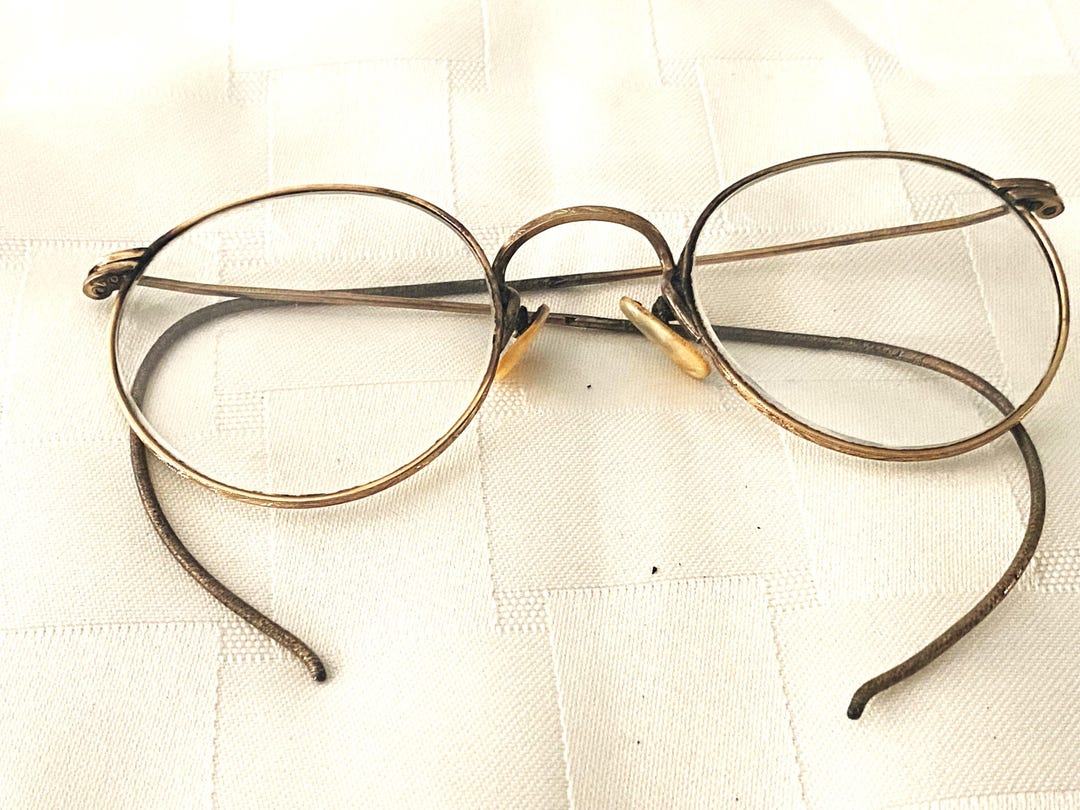 Antique Round Shape Wire Eyeglasses W/original Case - Circa Early 1900 ...