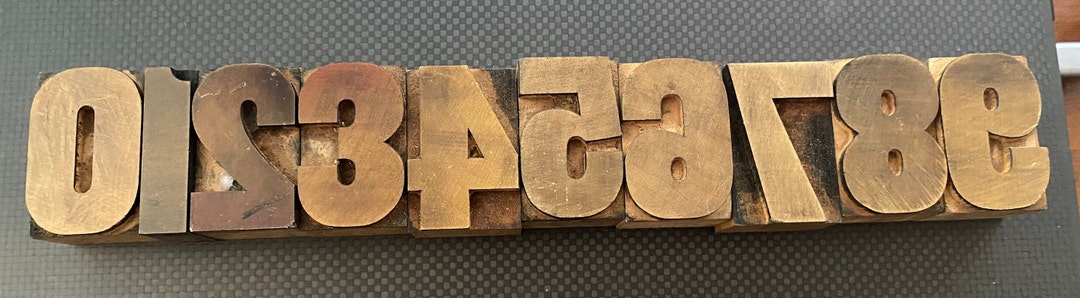 Vintage Letterpress Printers Block, Letterpress Numbers Complete Set 0 ...