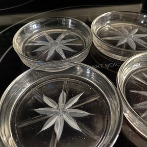 Vintage Clear Coasters, Crystal Coasters, Crystal Starburst Coasters ...