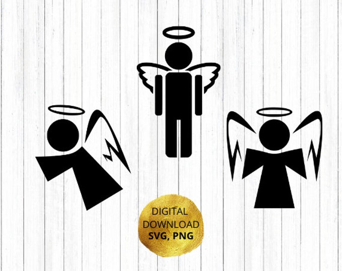 Angel Stick Figure, Angel Clipart, Angel Wings Bundle SVG,PNG. Digital ...