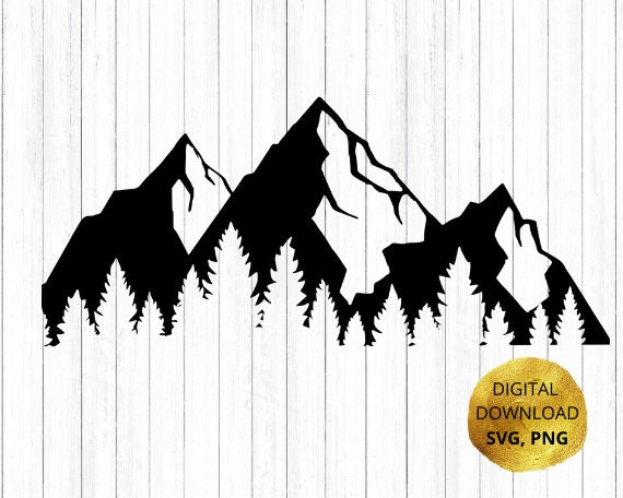 Mountain Landscape With Trees SVGPNG. Digital Download - Etsy