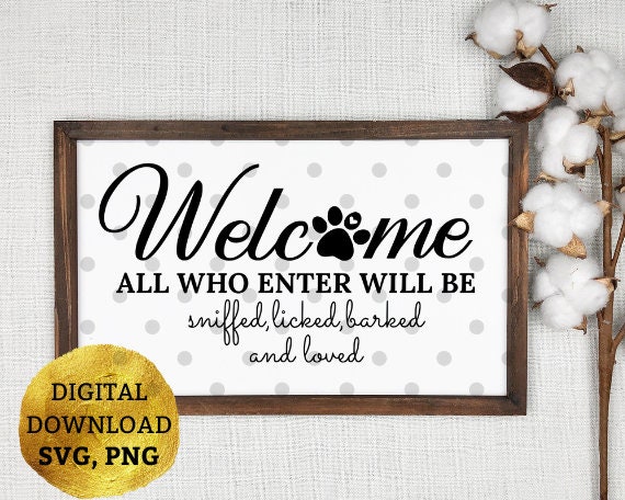 Art & Collectibles Digital Download Welcome Dog Sign SVG,PNG Digital ...
