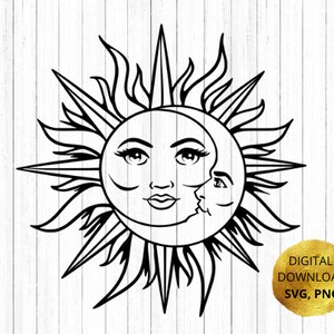 Sun Moon SVG, Files for Cricut, Cut Files for Silhouette SVG PNG ...